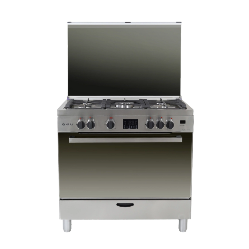 Nara 90 cm Gas Cooker – 5 Gas Burners | Matt Stainless Steel | Cast ...